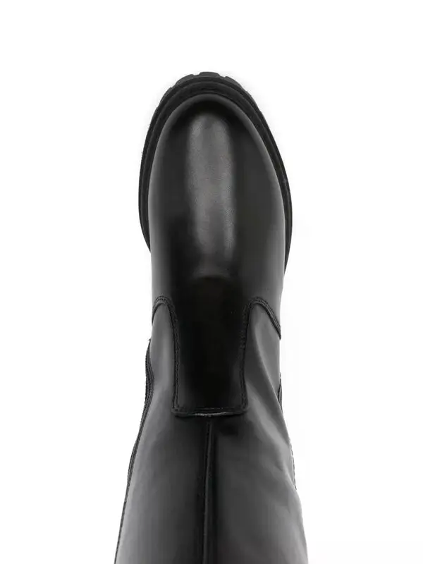 NEROGIARDINI Calf Leather Knee High Boots With Buckle Detail