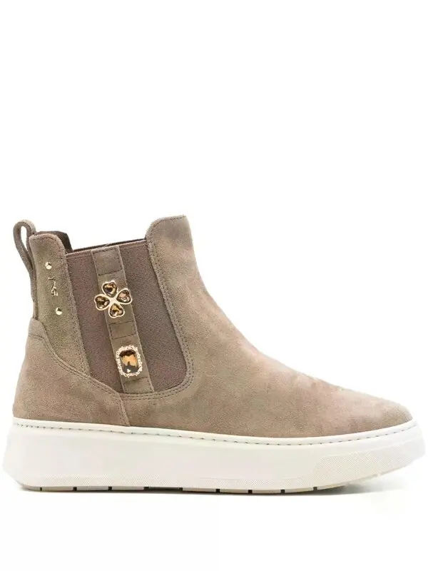 NEROGIARDINI Panelled Embellished Suede Boots