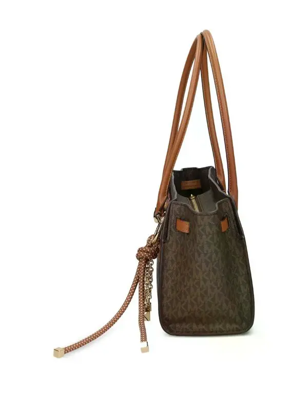 Michael Kors Monogram Logo Plaque Tote Bag - Brown
