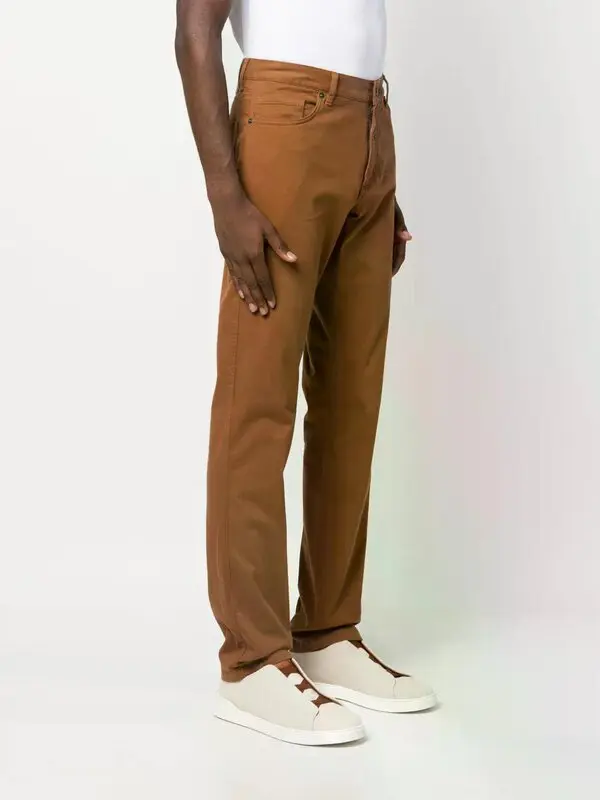 Zegna Roccia Mid-rise Straight-leg Trousers - Brown