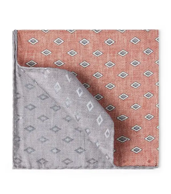 Brunello Cucinelli Silk Diamond Pocket Square - Orange