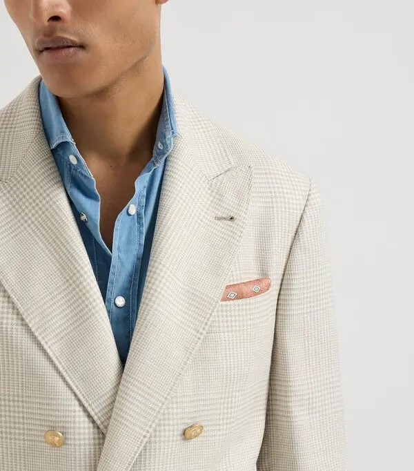 Brunello Cucinelli Silk Diamond Pocket Square - Orange