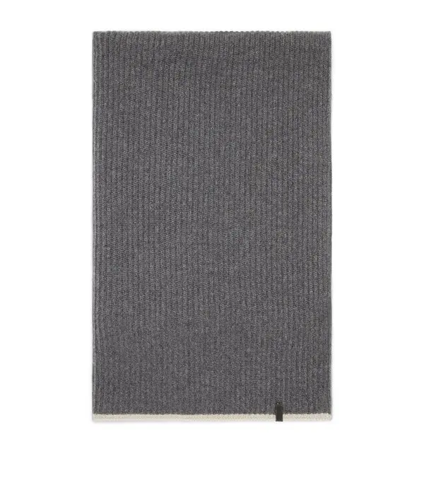 Brunello Cucinelli Cashmere English Rib Monili Scarf - Grey