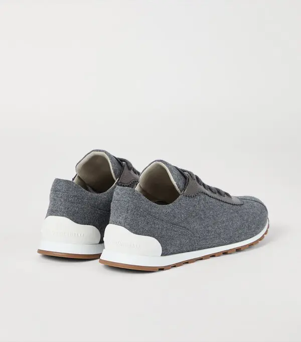 Brunello Cucinelli Wool And Leather Trim Sneakers