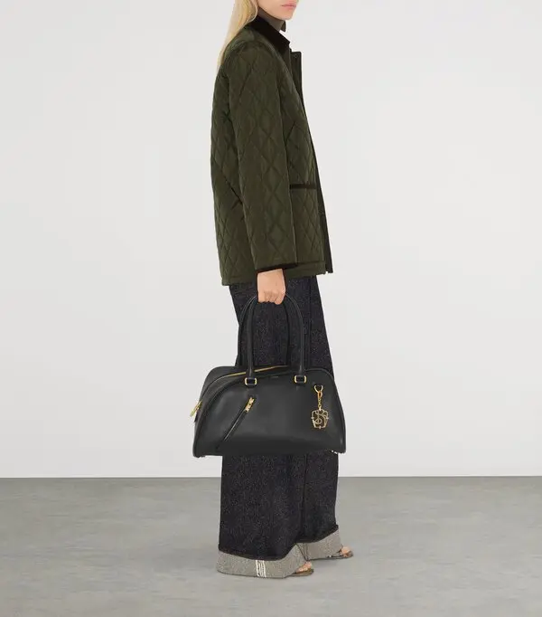 Burberry Quilted Barn Jacket With Check Lining - Grey