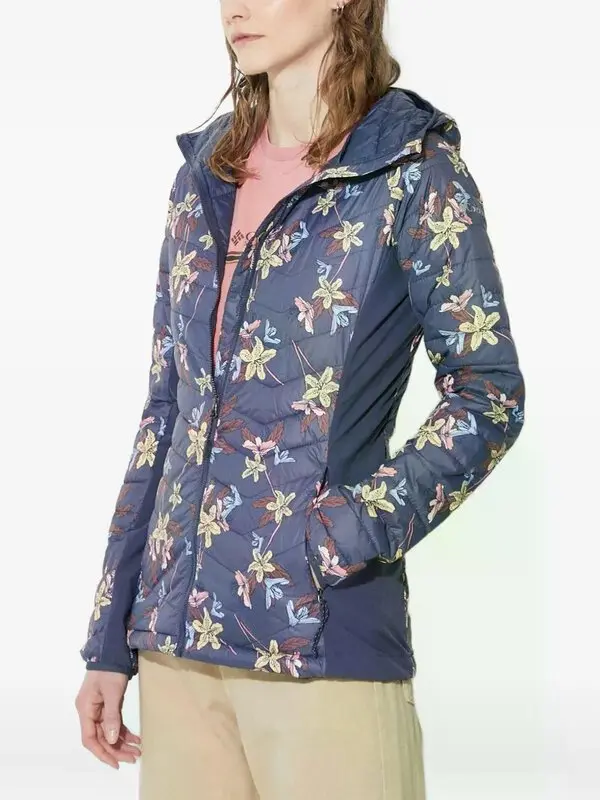 Columbia Floral-print Quilted Jacket With Hood - Blue