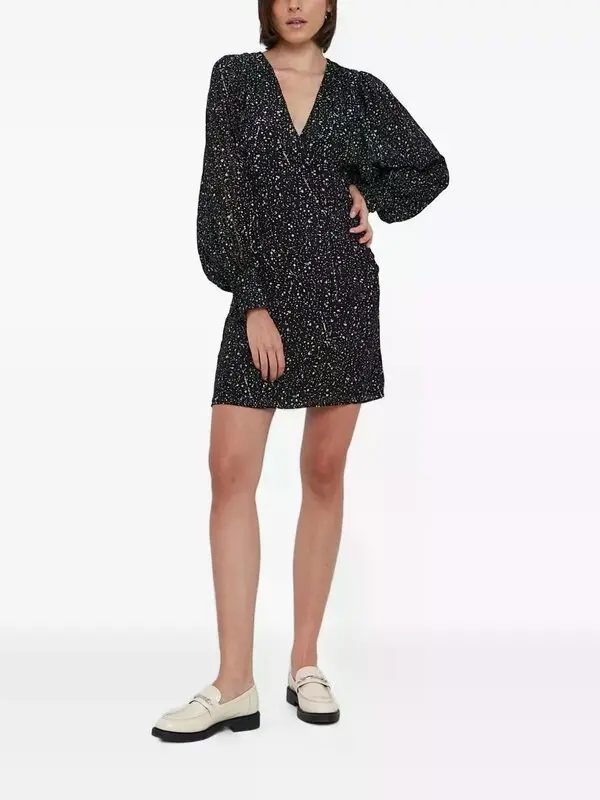 Sisley Puff-sleeve Speckle-print Dress