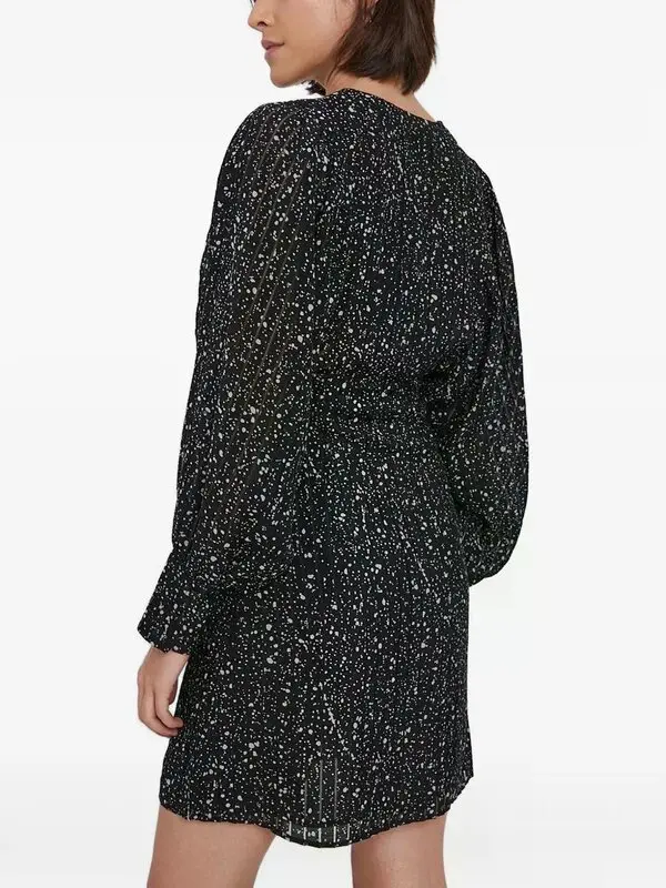 Sisley Puff-sleeve Speckle-print Dress