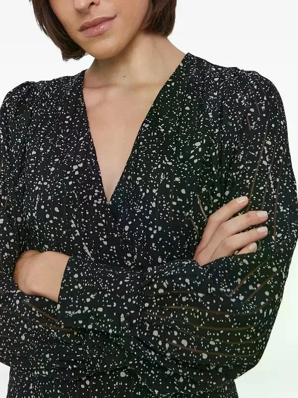 Sisley Puff-sleeve Speckle-print Dress