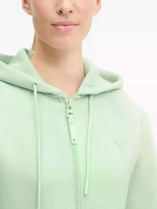 Guess Zip-front Hoodie With Embossed Logo Detail