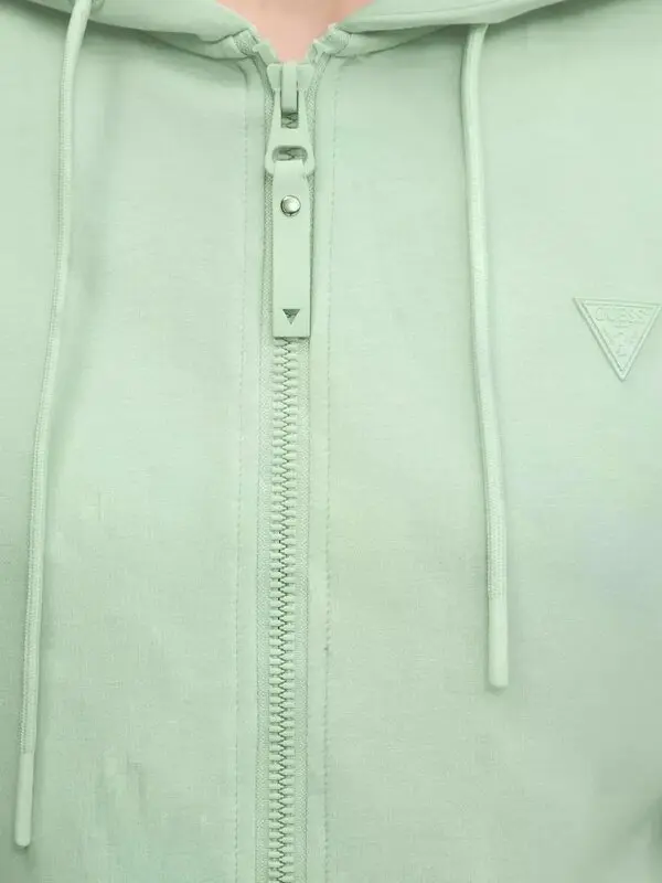 Guess Zip-front Hoodie With Embossed Logo Detail
