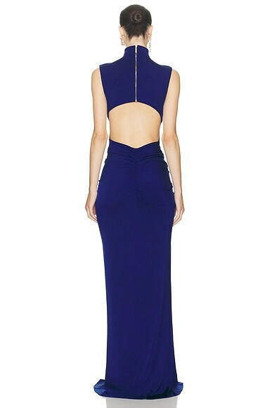 Silvia Tcherassi Sleek High Neck Maxi Dress With Back Cut-out