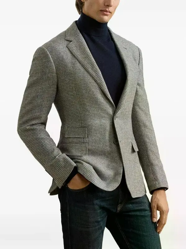 Ralph Lauren Purple Label Houndstooth Single-breasted Blazer - Grey