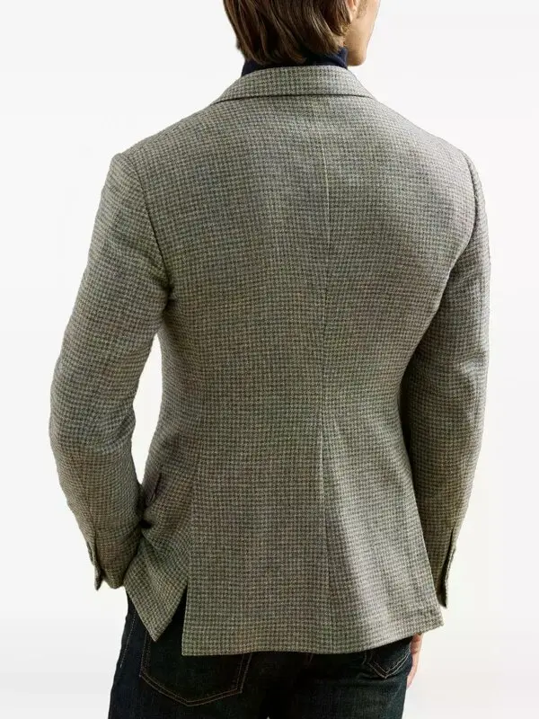 Ralph Lauren Purple Label Houndstooth Single-breasted Blazer - Grey