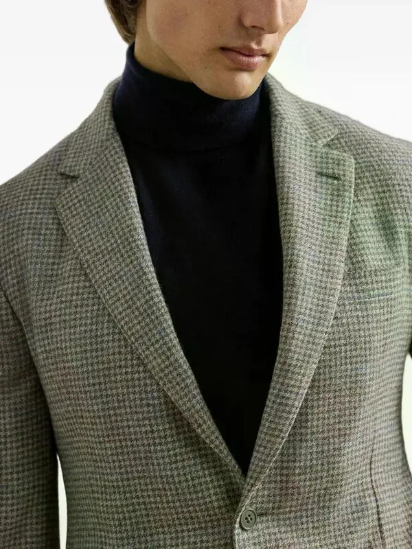 Ralph Lauren Purple Label Houndstooth Single-breasted Blazer - Grey