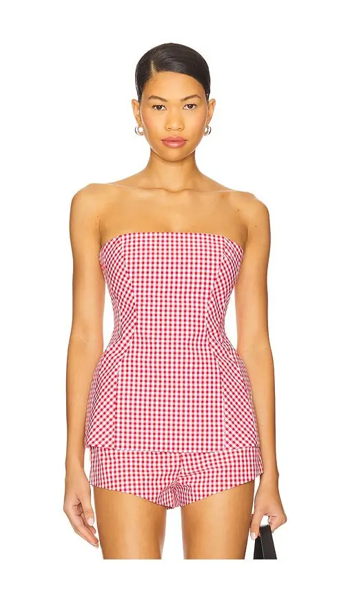 Amanda Uprichard Gingham Poplin Bodice - Red
