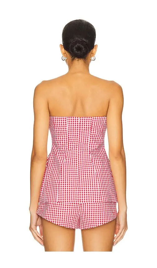 Amanda Uprichard Gingham Poplin Bodice - Red