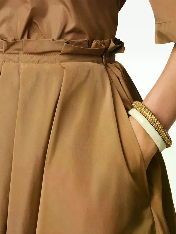 AMI Paris Pleated Taffetas Midi Skirt