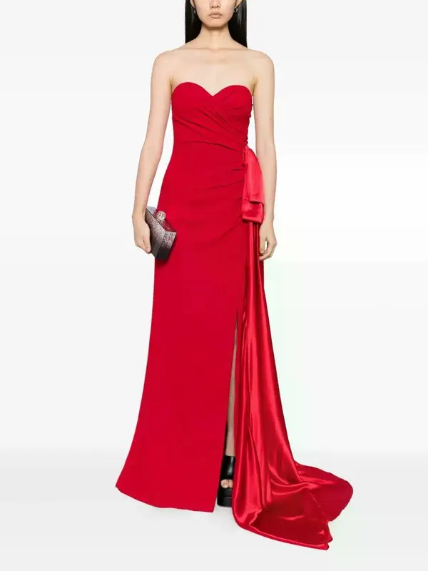 SAIID KOBEISY Strapless Sweetheart Neck Gown With Side Slit