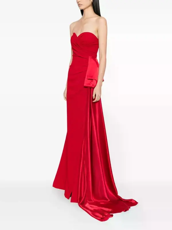 SAIID KOBEISY Strapless Sweetheart Neck Gown With Side Slit