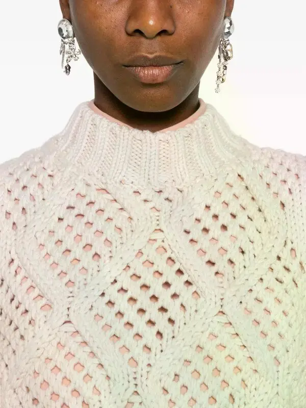 Eleventy Cable Knit Sleeveless High Neck Top