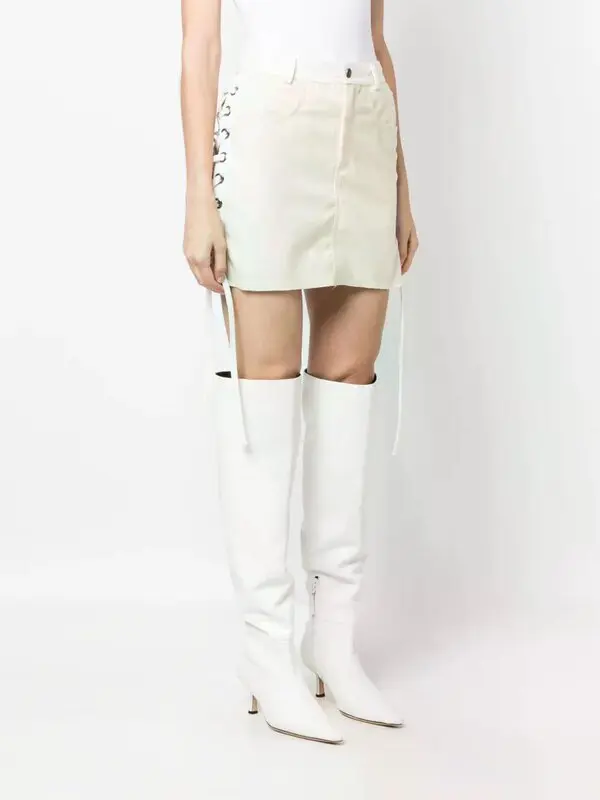 JULFER Lace-up Denim Miniskirt - Neutrals