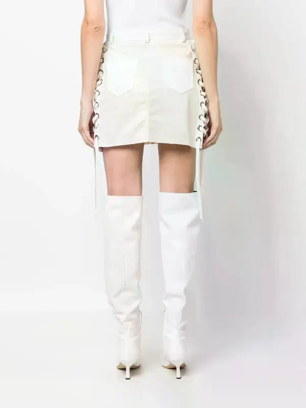 JULFER Lace-up Denim Miniskirt - Neutrals