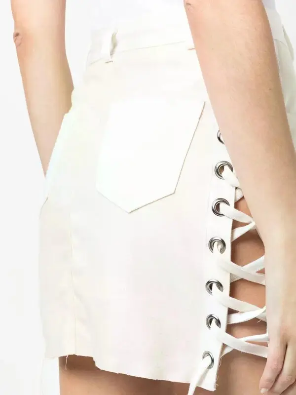JULFER Lace-up Denim Miniskirt - Neutrals