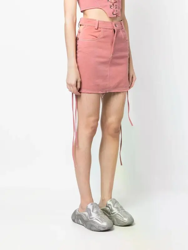 JULFER Lace-up Denim Mini Skirt