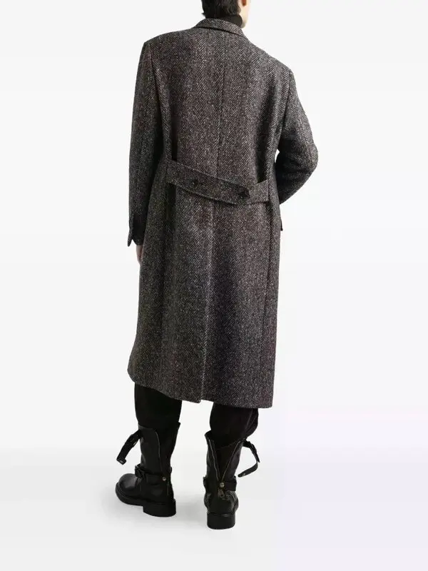 Dolce & Gabbana Herringbone Double-breasted Coat - Black