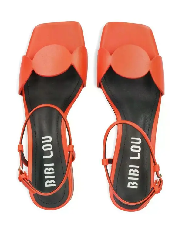 BIBI LOU Block Heel Sandals With Round Embellishments - Red