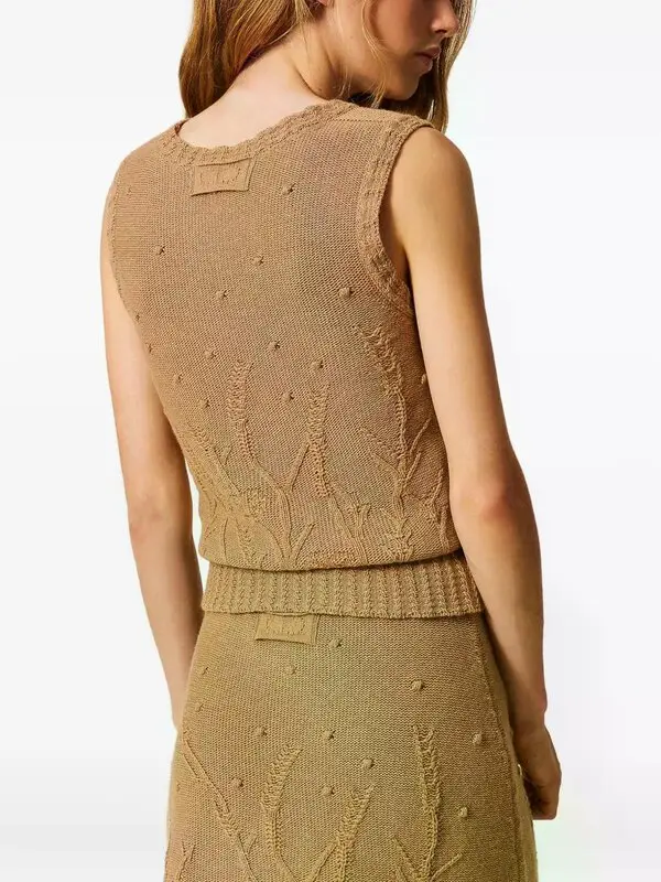 TWINSET Cable Knit Floral Pattern Vest