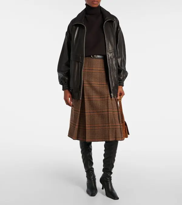 Nour Hammour Beck Leather Bomber Jacket - Brown