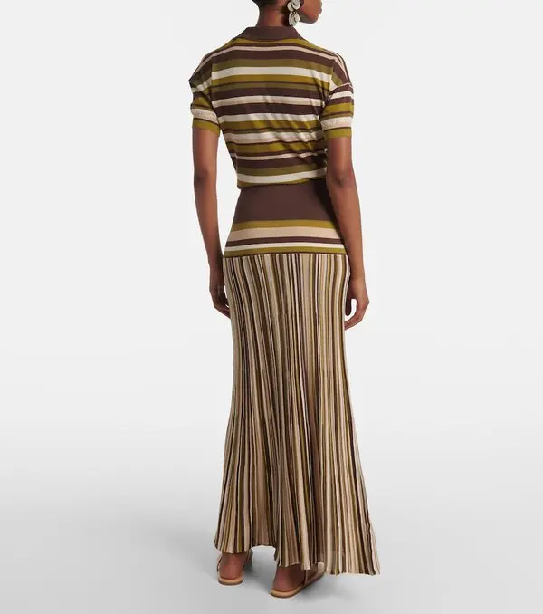 Faithfull The Brand Citara Plissé Cotton-blend Maxi Skirt