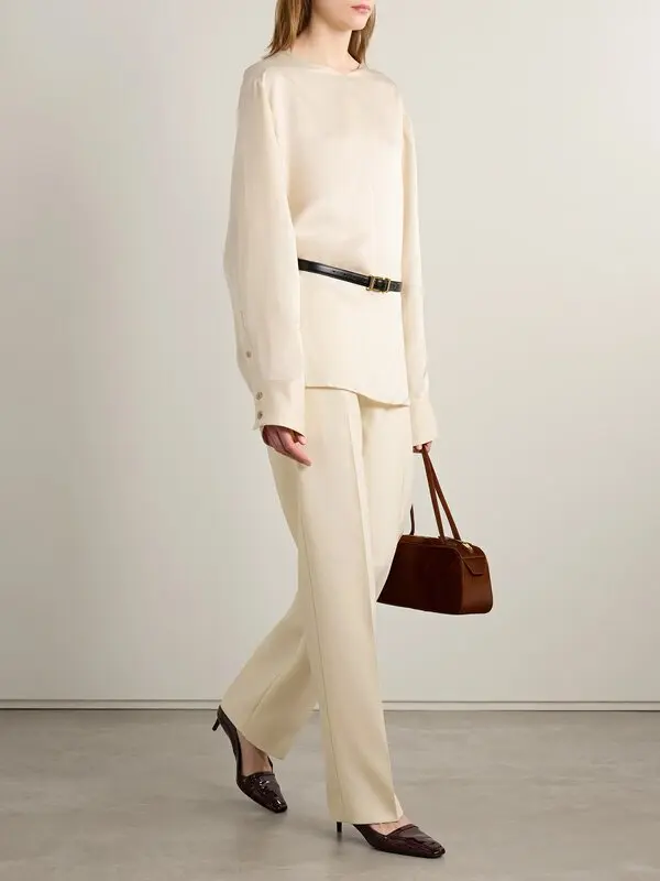 Khaite Durion Open-back Satin Top - Neutrals