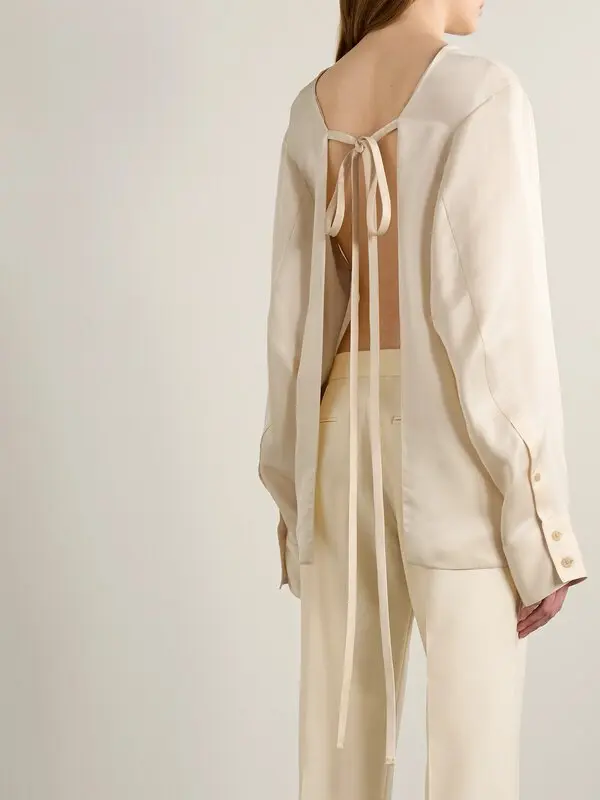 Khaite Durion Open-back Satin Top - Neutrals