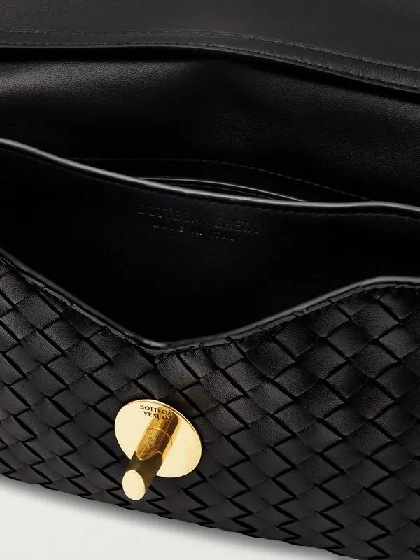 Bottega Veneta Medium Knot Lock Intrecciato Leather Shoulder Bag - Black