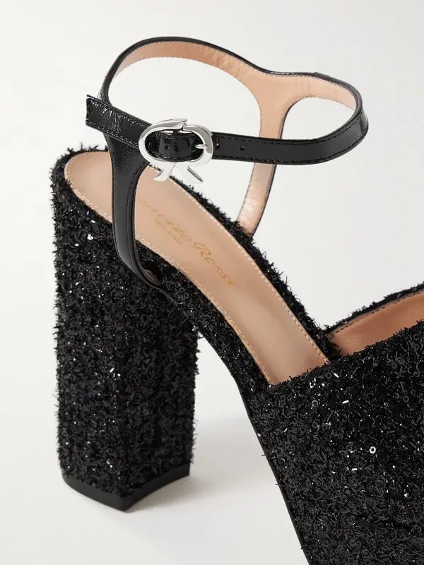 GIANVITO ROSSI Embellished Tulle Platform Sandals
