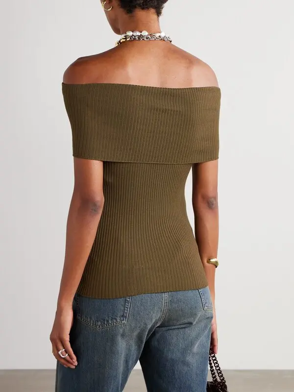 Stella McCartney Ribbed Wool Off-the-shoulder Top