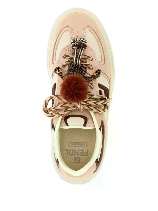 Fendi Platform Logo Trainers With Fur Pom-pom Charm