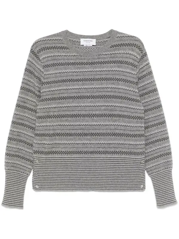 Thom Browne Fair Isle Jacquard Cashmere Crew Neck Sweater