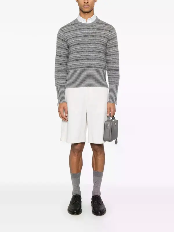 Thom Browne Fair Isle Jacquard Cashmere Crew Neck Sweater