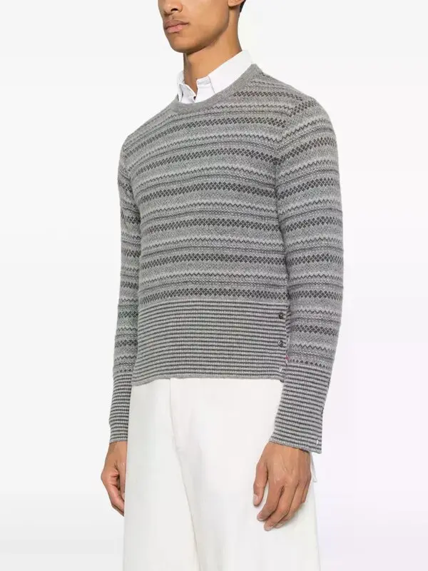 Thom Browne Fair Isle Jacquard Cashmere Crew Neck Sweater