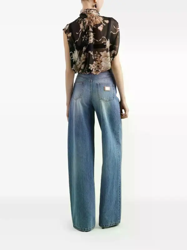 Dolce & Gabbana Rose-print Chiffon Sleeveless Top