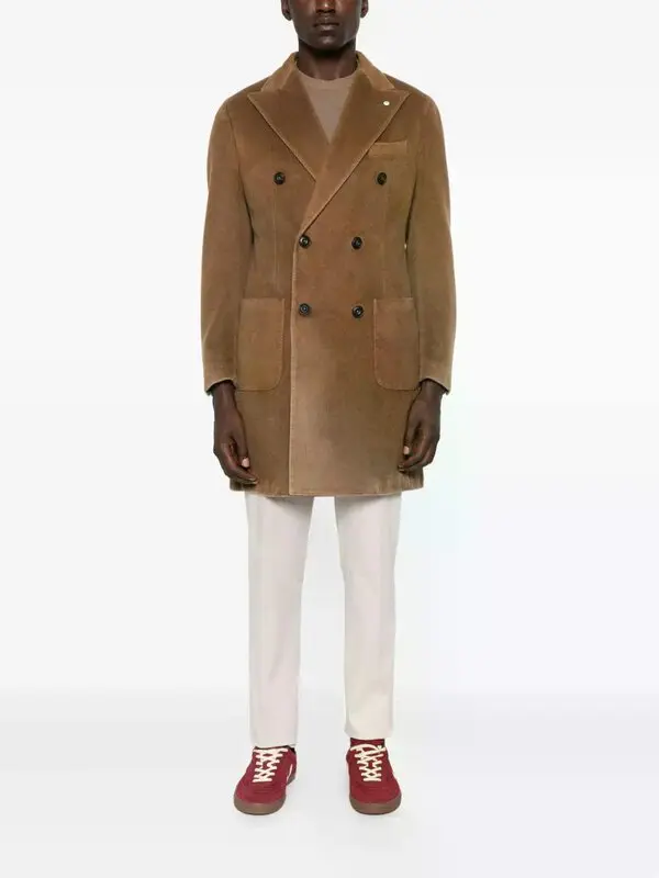 L.B.M. 1911 Double-breasted Patch-pocket Coat - Brown