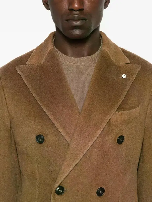 L.B.M. 1911 Double-breasted Patch-pocket Coat - Brown