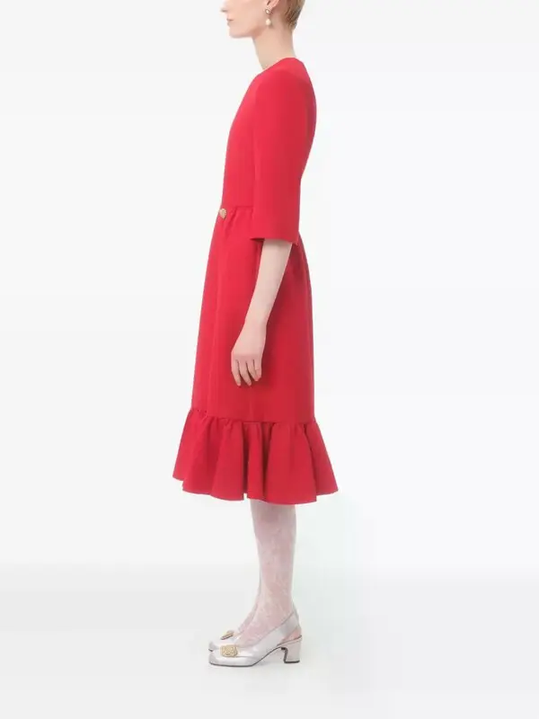 Valentino Garavani Midi Crepe Dress With Ruffled Hem - Red