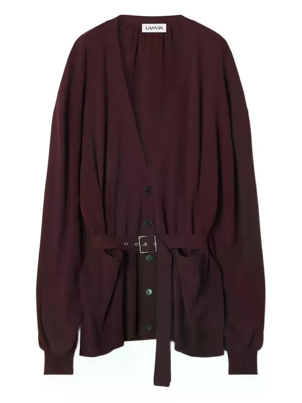 LANVIN Belted Balloon-sleeve Cardigan