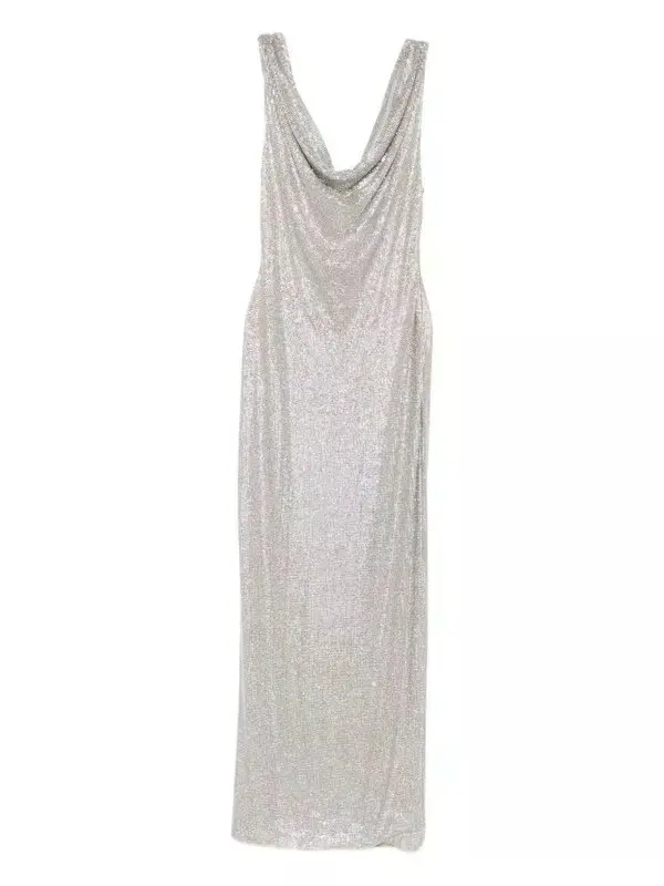 Giuseppe Di Morabito Cowl-neck Sequin Maxi Dress - Silver
