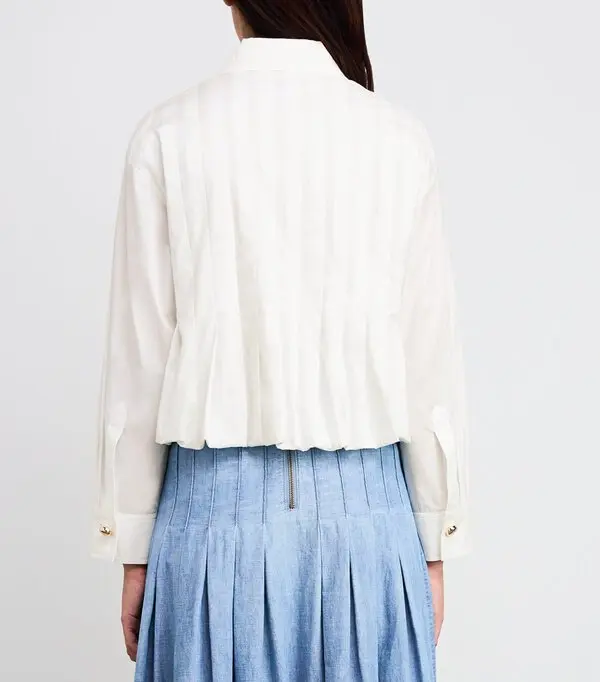Sandro Pleated Cropped Cotton Shirt - Beige